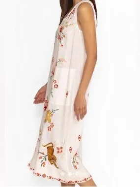 Johnny Was | Dresses | Johnny Was White Dress With Floral And Tiger ...